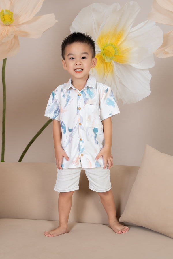 Little Boy Abstract Brushstrokes Shirt in Orange Blue (Kids ...
