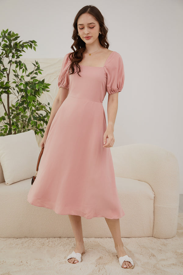 Phyllis Crisscross Back Dress in Pink - TheVelvetDolls